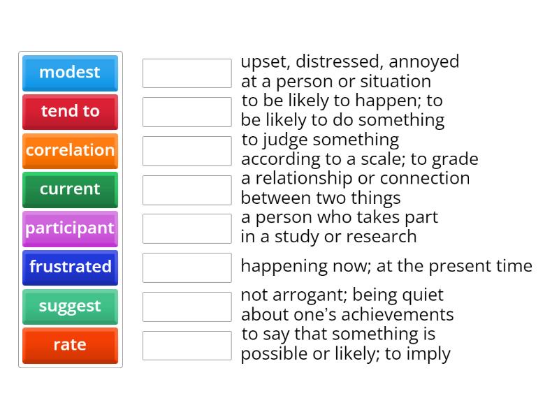 Vocabulary match - Match up
