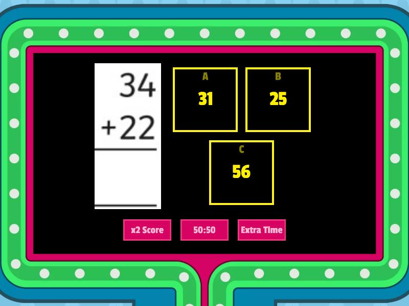 Math Vertical addition - Gameshow quiz