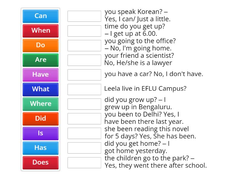 Question forms - Match up