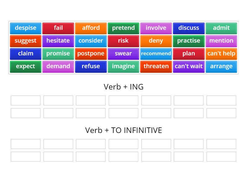 s6A B2 Gerunds and infinitives - Group sort