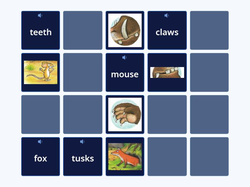 The gruffalo: Vocabulary (1st part) - Parejas