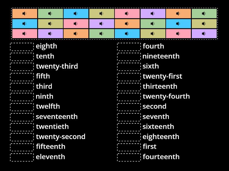 ordinal numbers audio - Match up