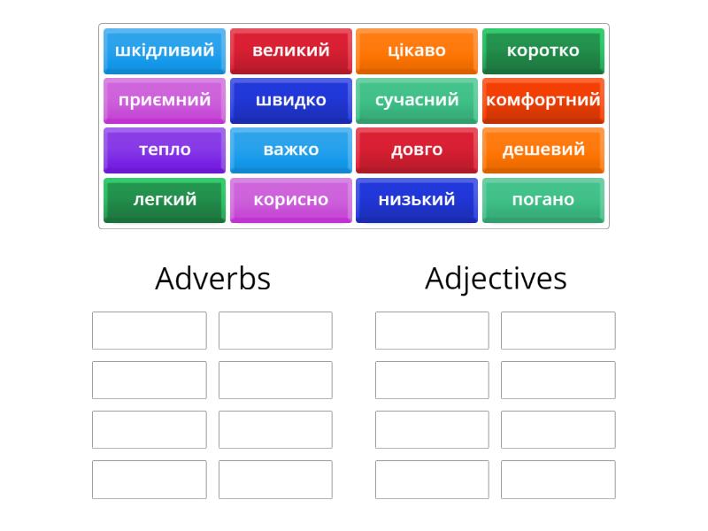 Adverbs Vs Adjectives Group Sort