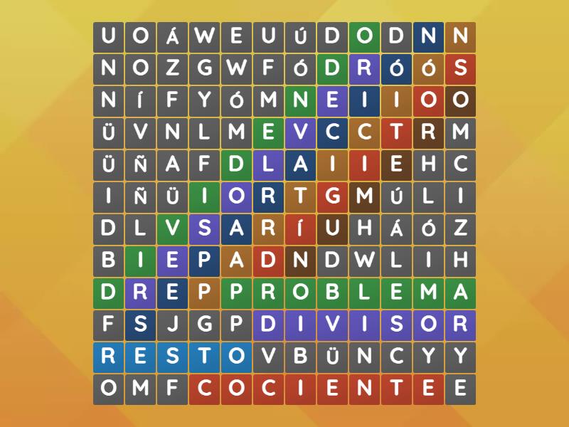 PARTES DE LA DIVISION - Sopa de letras