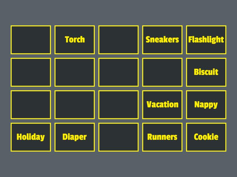 "Vocabulary Matching" Instructions: Match the American English term ...