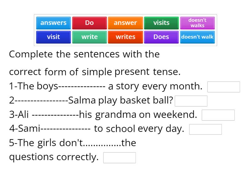 Simple Present - Complete the sentence
