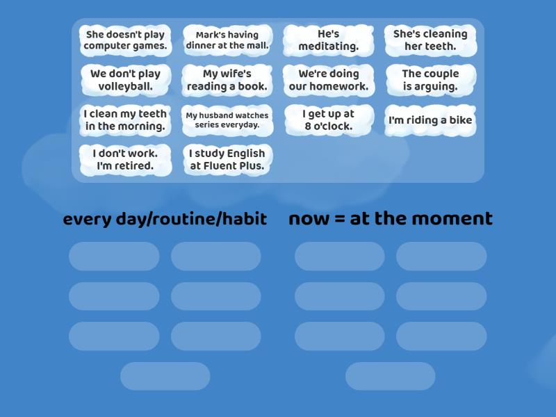 Present Continuous x Present Simple - Group sort