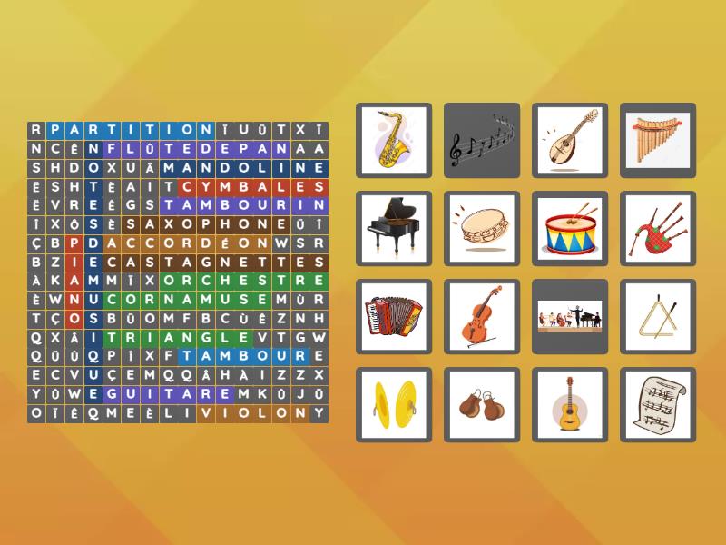 8. LES INSTRUMENTS DE MUSIQUE - Wordsearch