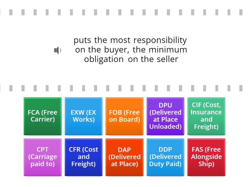 8.7. INCOTERMS 2020 match - Find the match