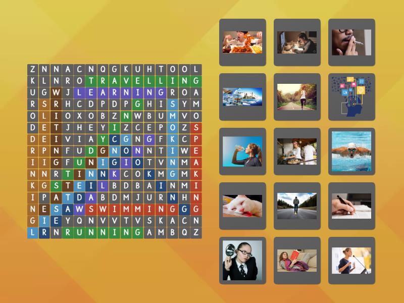 ING verbs - Sopa de letras