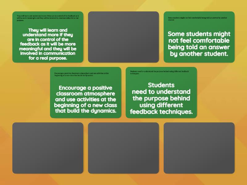 Feedback issues and solutions - Matching pairs