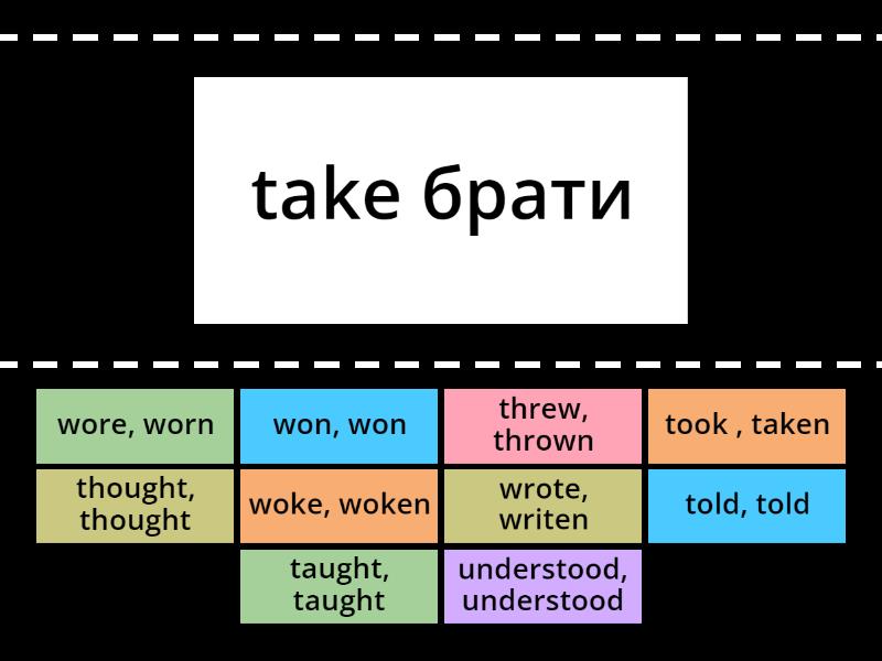 irregular verbs take-write - Find the match