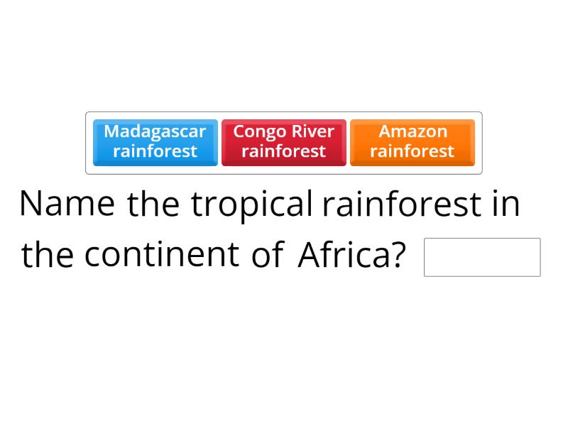 Rainforest Location Quiz - Complete the sentence