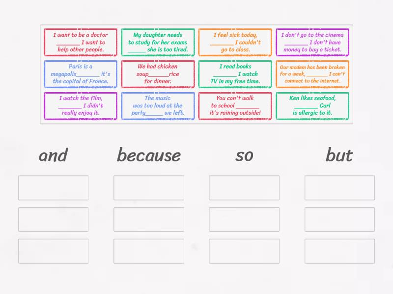 Conjunctions sorting_Ladies Group - Group sort