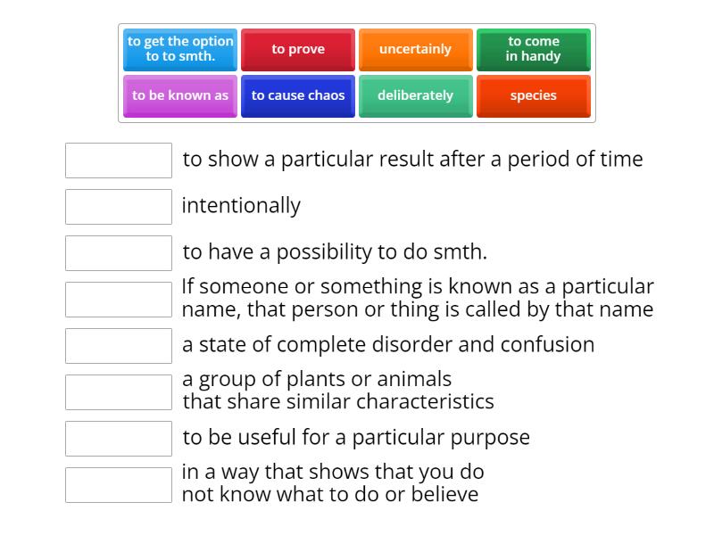 match key words with their definitions - Match up