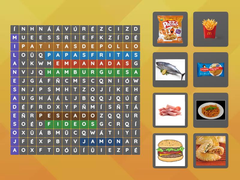 Comidas - Sopa de letras