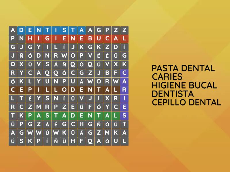 sopa de higiene dental - Sopa de letras