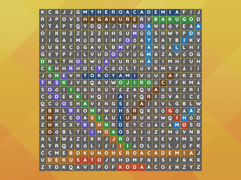 My hero academia - Wordsearch