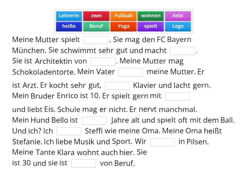 Meine Familie - Complete the sentence
