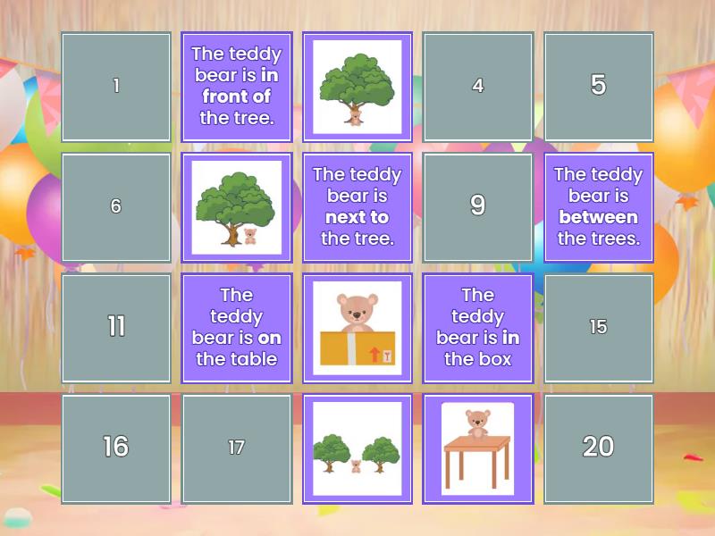 Prepositions of place - Matching pairs