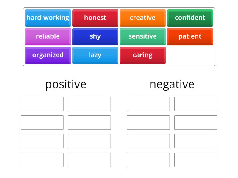 positive negative character traits - Group sort positive negative character traits - Group sort