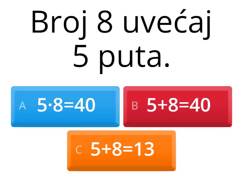 Množenje brojem 5 -zadatci riječima - Quiz