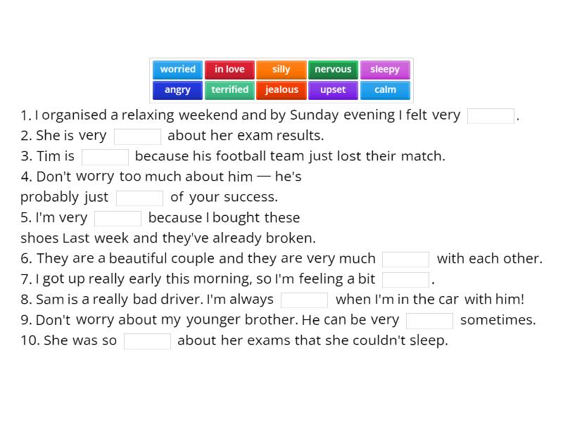 so b1 - a2 feelings - Complete the sentence