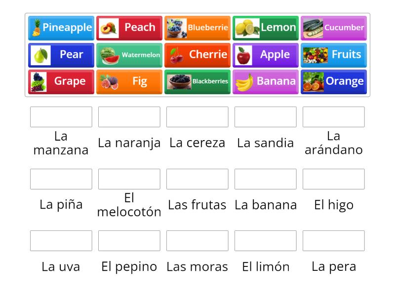 Las frutas - Une las parejas