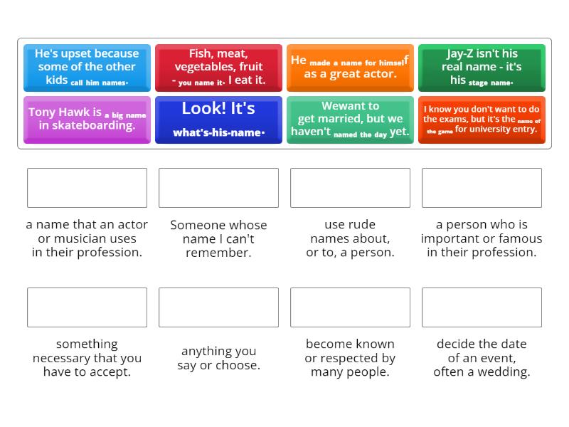 PreFirst Unit 3 - Expressions with 'name' - Match up