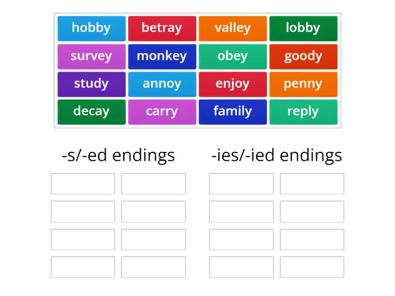 Inflected Endings Checkpoint - Group sort