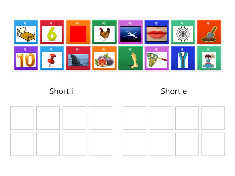 Short i vs e sort phonics - Group sort
