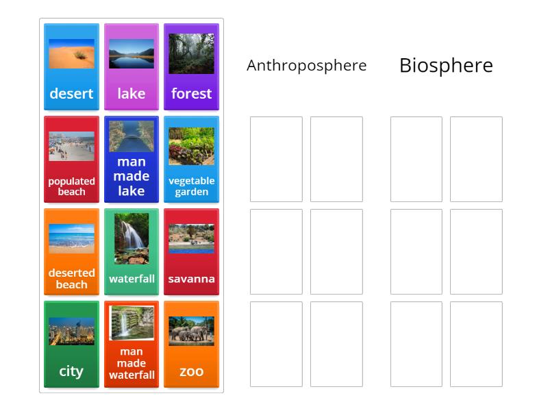 Anthroposphere or Biosphere - Group sort