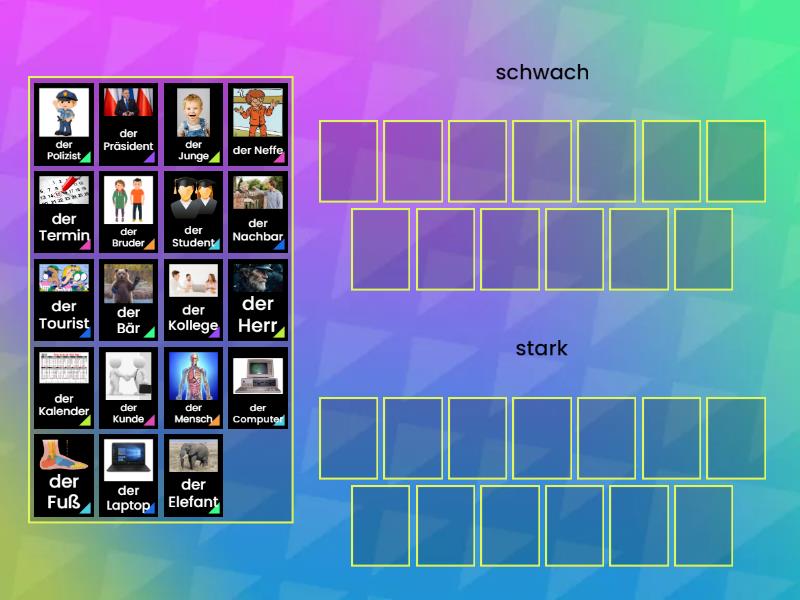 schwache Nomen - Group sort