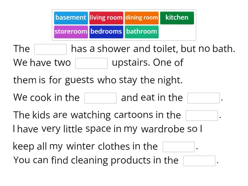 Rooms B1 - Complete the sentence