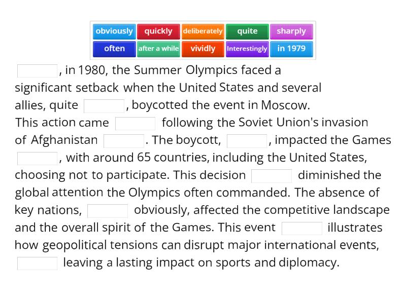 1980 Summer Olympics - Complete the sentence