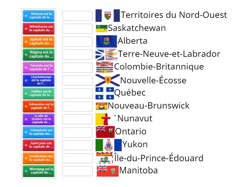 Les capitales des provinces et territoires du Canada avec les drapeaux ...