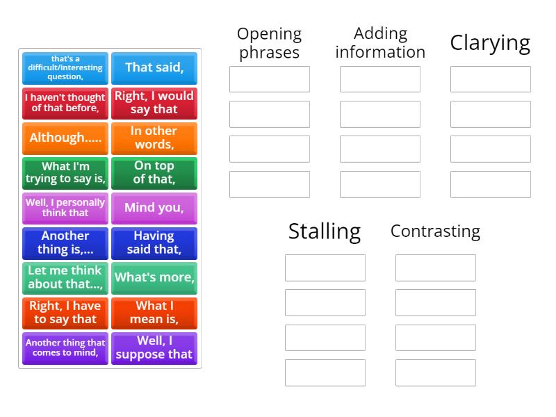 Discourse marker - Group sort