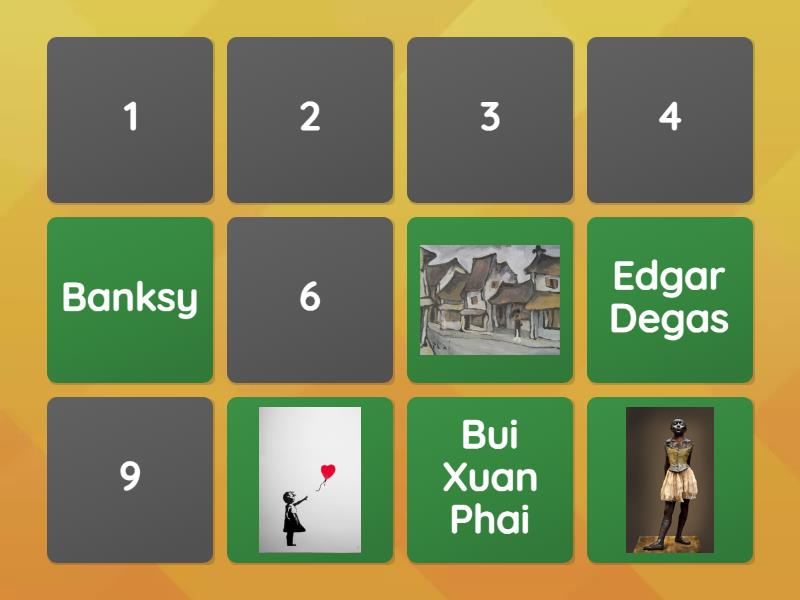 Artists Match Up - round 1 - Matching pairs