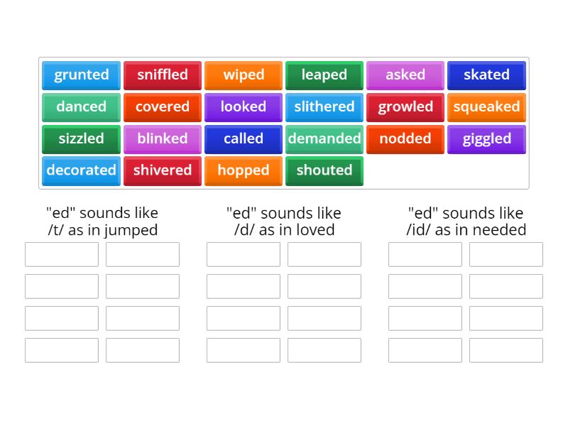 "ed" Ending Sound Sort - Group sort