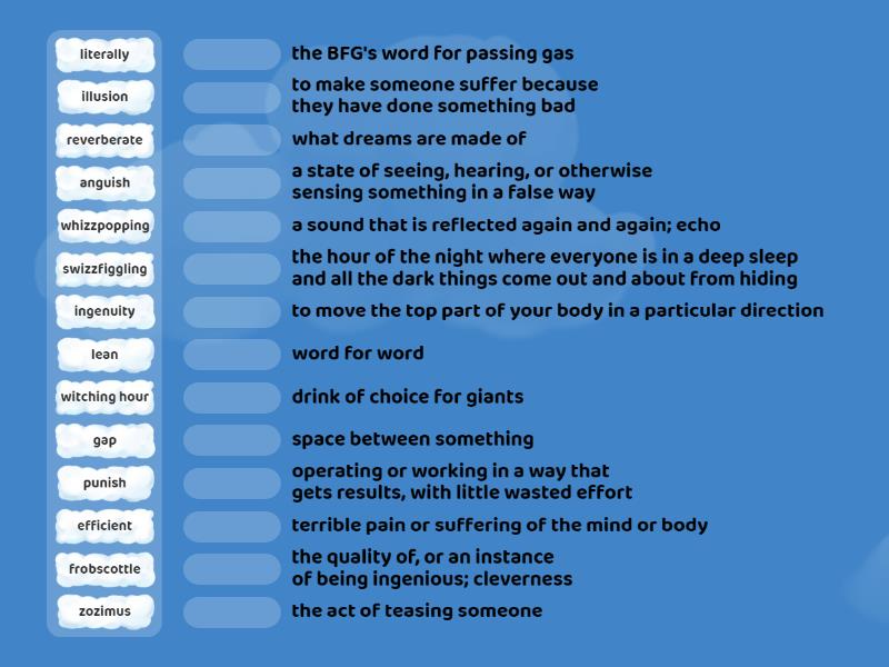 BGF vocabulary part 2 - Match up