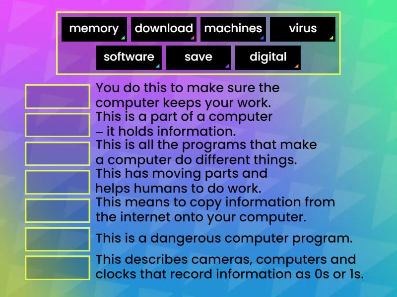 Computers. Vocabulary. 2 - Match up