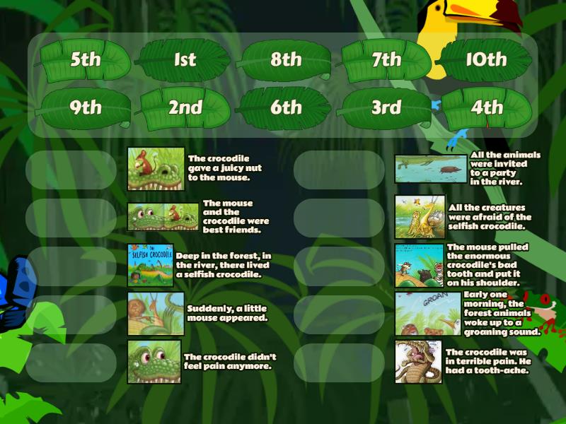 The Selfish Crocodile: Put the events in order - Une las parejas