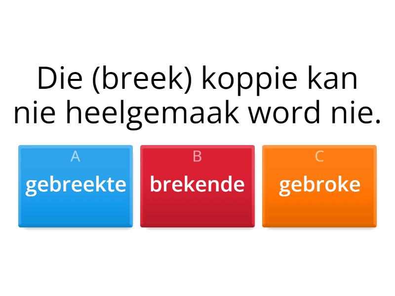 Verlede Deelwoorde 1 - Quiz