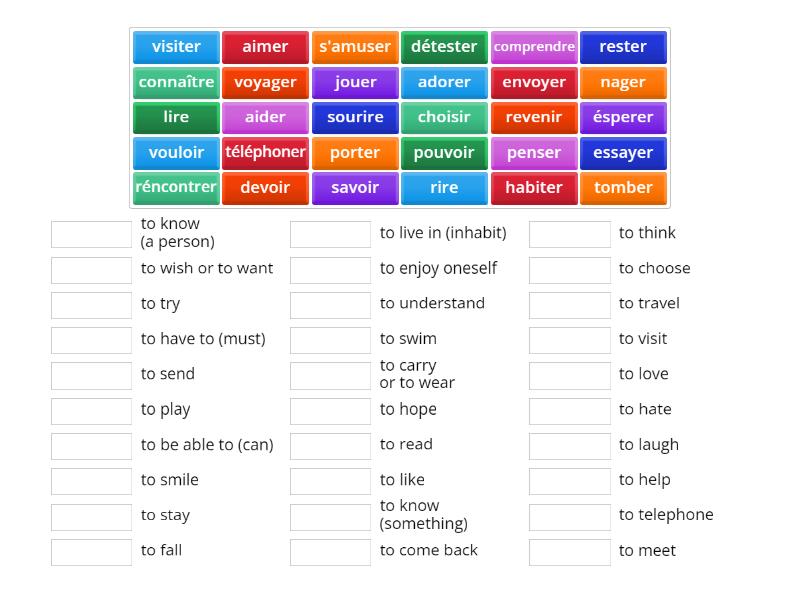 French Infinitives set 2 - Match up