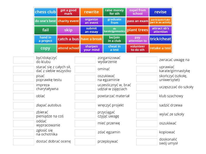 School expressions - Match up