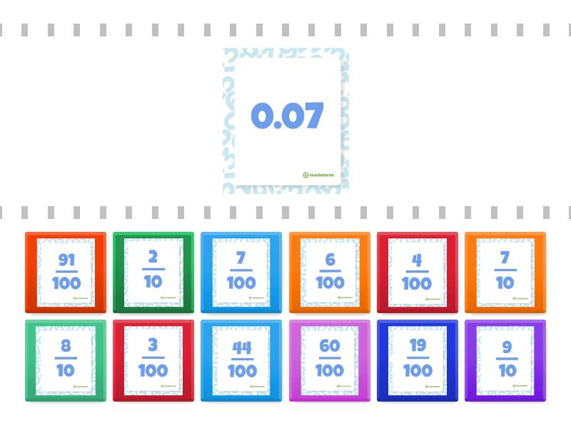 Decimal Fraction Match Up - Find the match