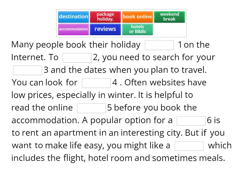 ONLINE BOOKING - Complete the sentence