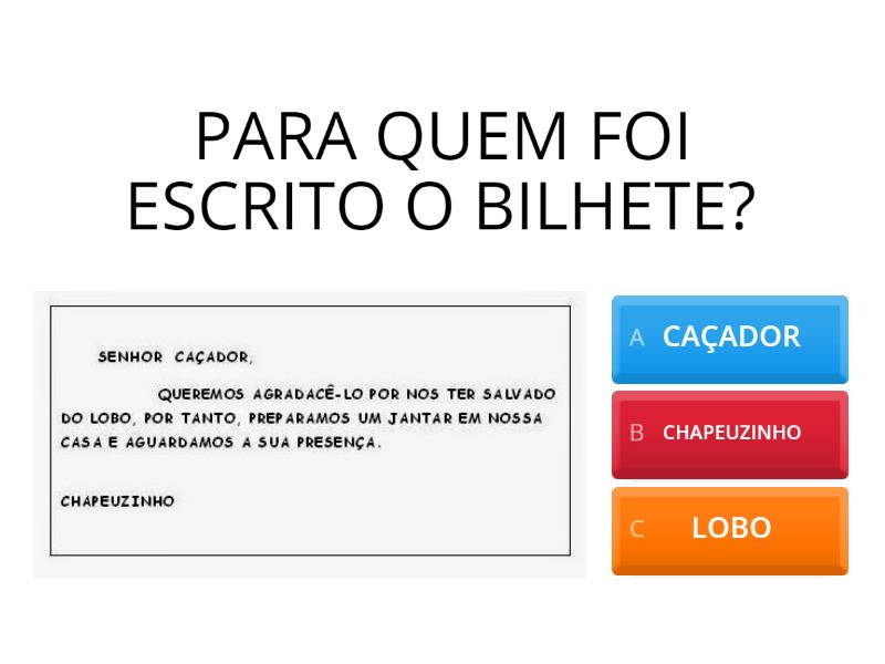 BILHETE - Quiz