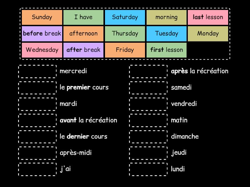 Mon emploi du temps - Match up