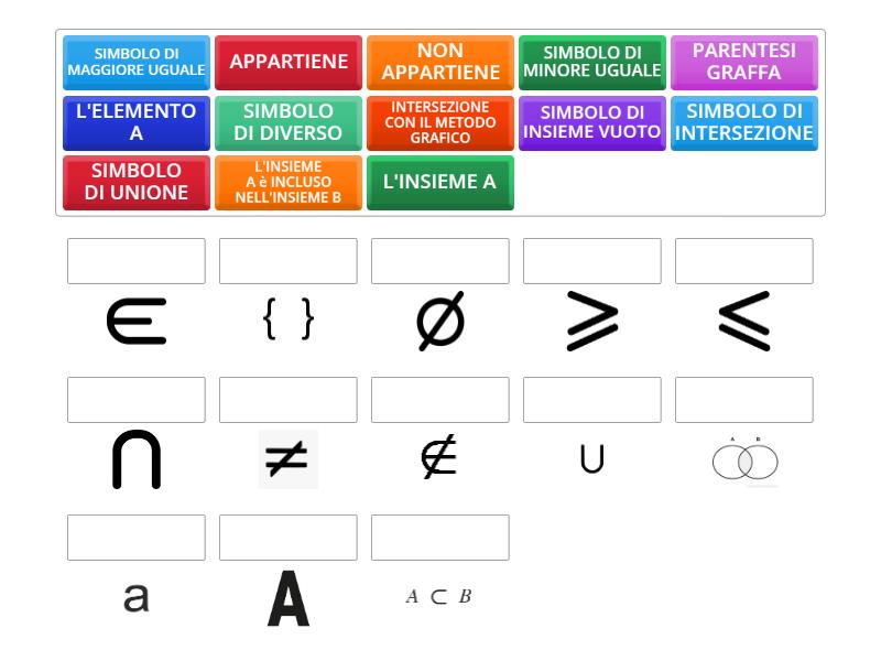 RIPASSO SIMBOLI INSIEMI - PROF.SSA RICCIUTO - Match up